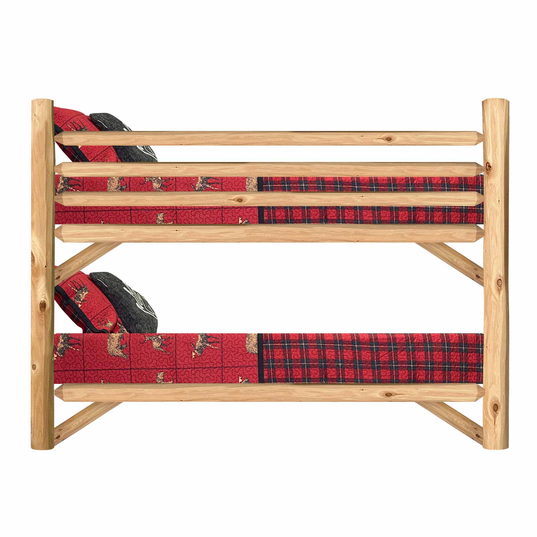 Log Bunk Bed | Rustic Bunk Bed with Ladder | Heavy Duty Bunk